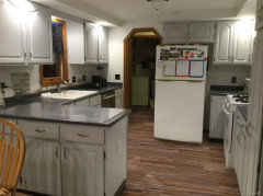 Painted kitchen cabinets Silver Shadow now our kitchen looks blue!!!!!