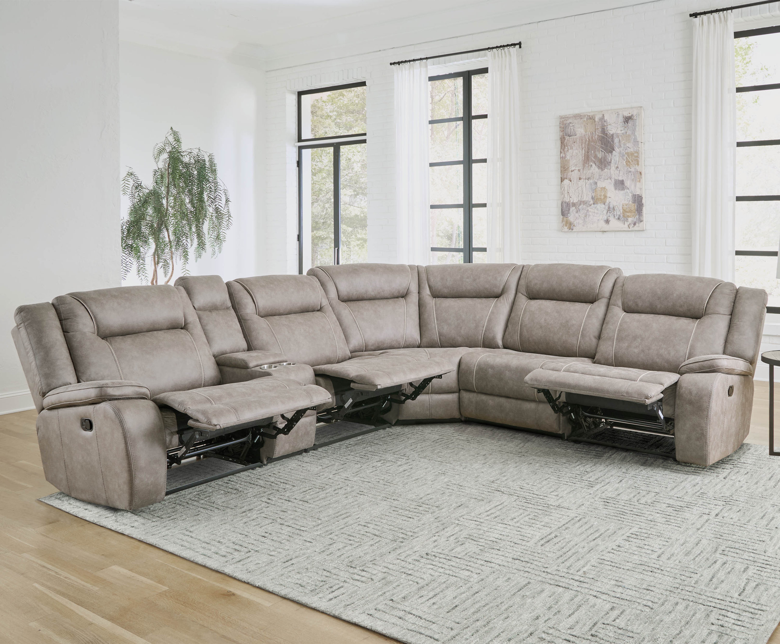 6 Piece Modular Reclining Sectional and Entertainment Console ...