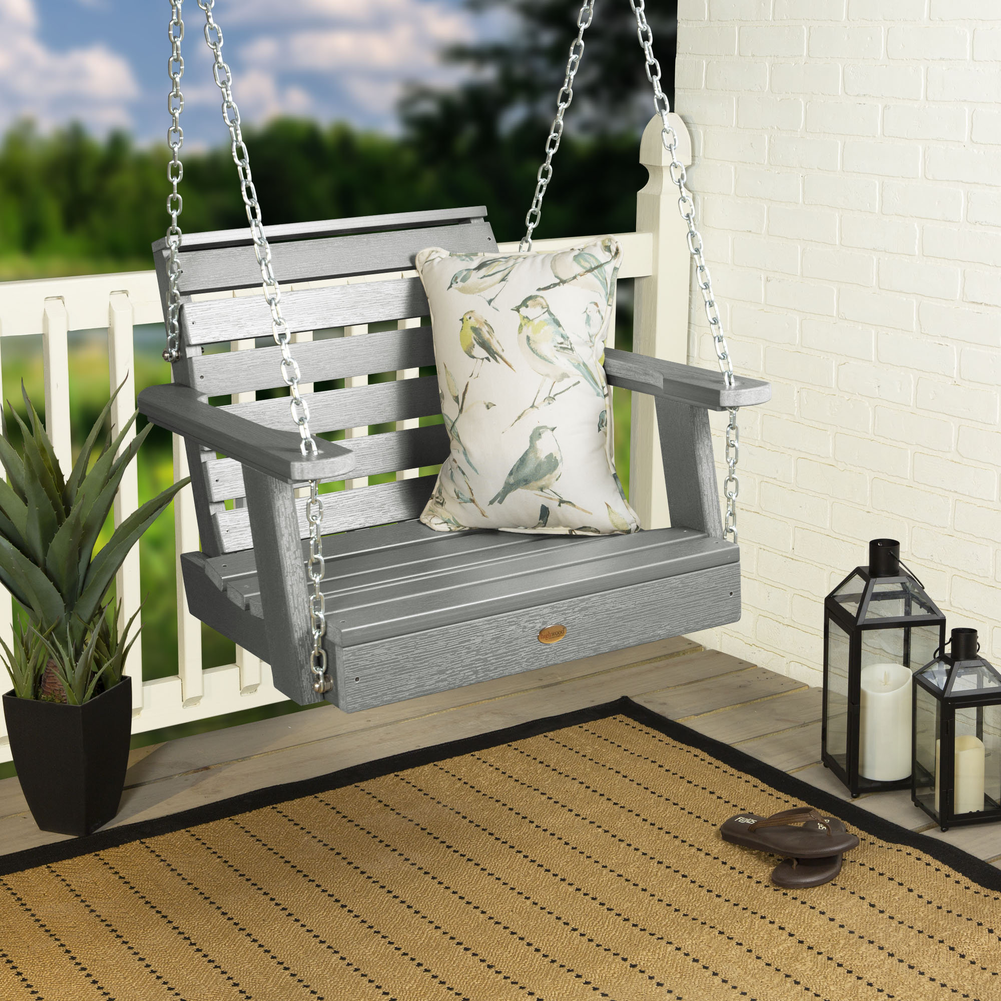 Weatherly Single Seat Swing, Weathered Acorn - Transitional - Porch ...