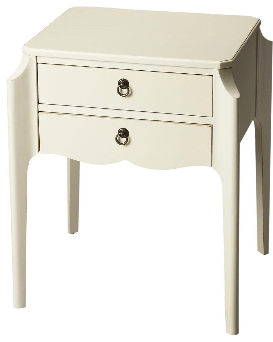 Butler Wilshire White 2-Drawer Side Table - Transitional - Side Tables ...