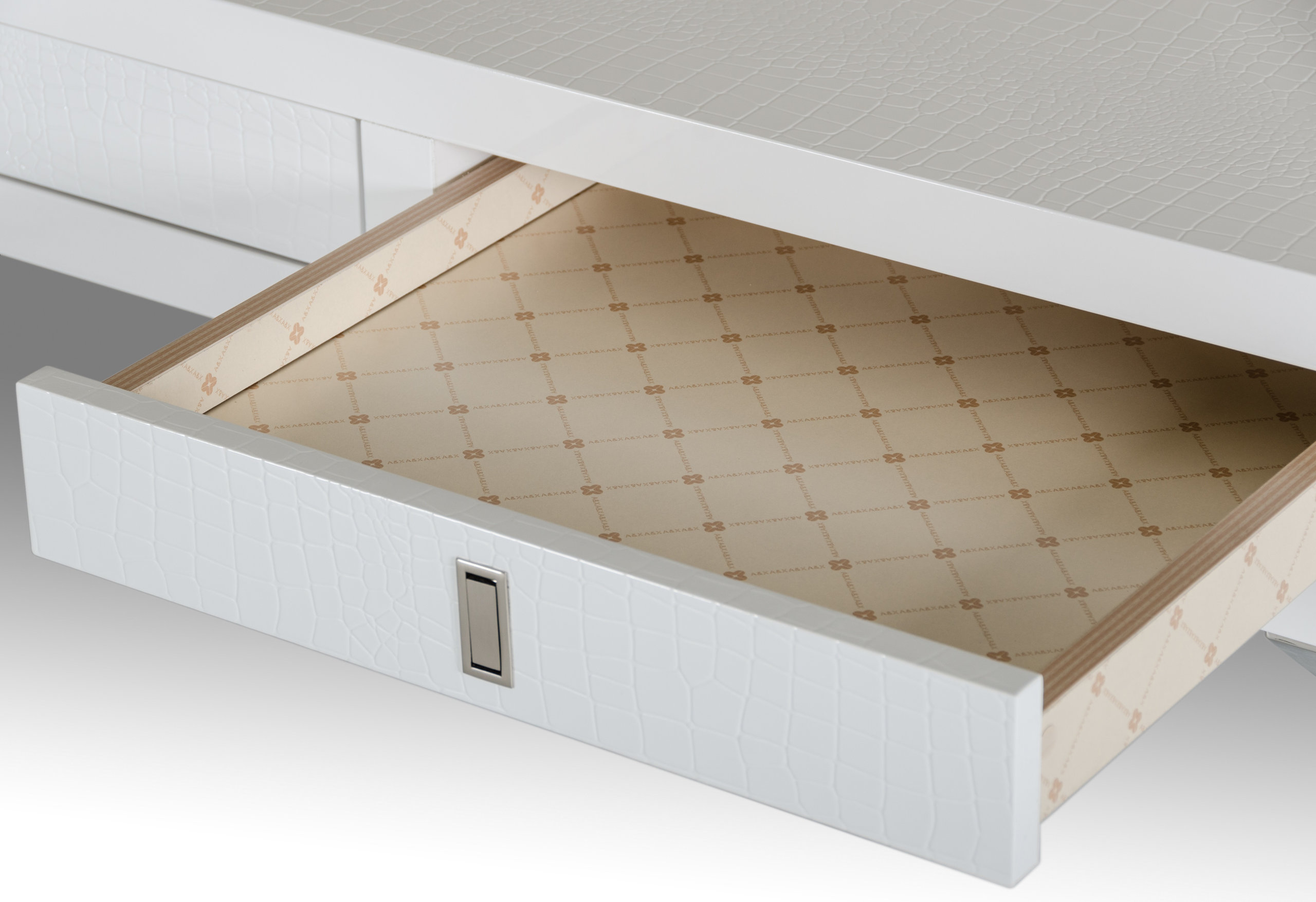 AandX Congress Transitional White Crocodile Office Desk - Contemporary ...