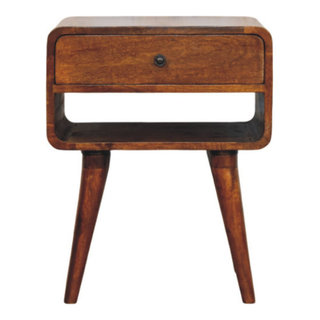 Solid Wood Avora Chestnut Nightstand with Drawer and open slot, Brown ...
