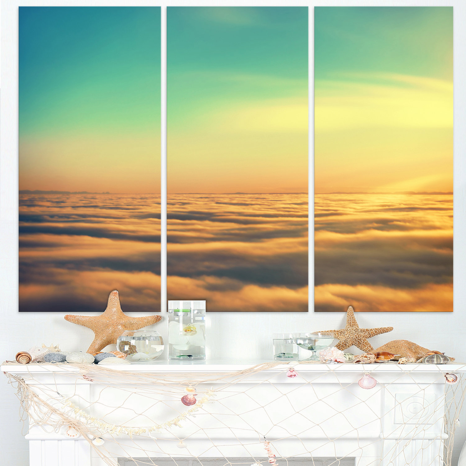 "Amazing Plane View of Sky" Oversized Beach Canvas Artwork, 36"x28" 3 ...