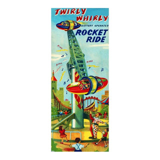 "Twirly Whirly Rocket Ride" Digital Paper Print by Retrorocket, 14"x32 ...