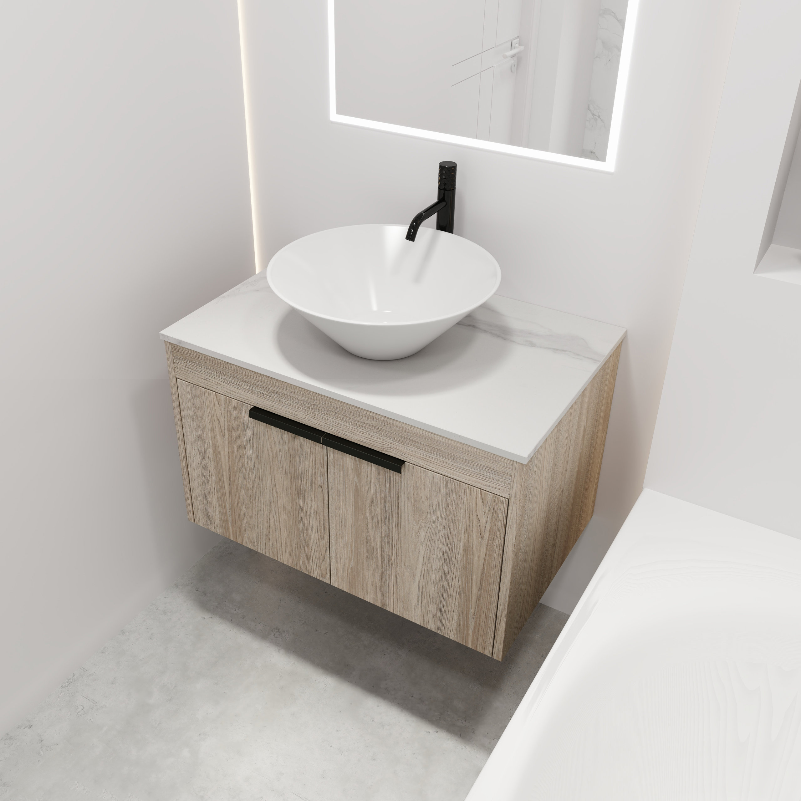 BNK 30 Inch Bathroom Vanity With Sink, Modern Wall Mount Bathroom ...