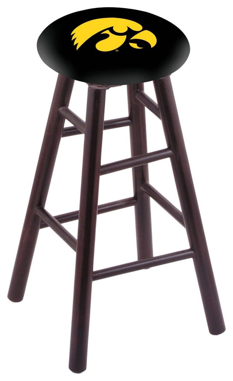 Holland RC University of Iowa 36" Swivel Maple Bar Stool - Dark Cherry ...