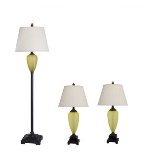 Amber Glass & Bronze Lamp Set - Traditional - Lamp Sets - by HedgeApple ...