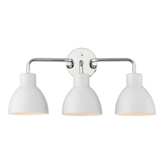 Sloan 3 Light Bathroom Vanity Light, Polished Nickel and White ...