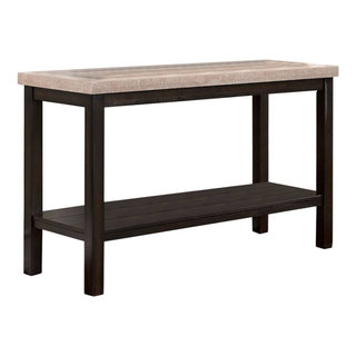 Faux Marble Top Sofa Table in Dark Walnut - Transitional - Console ...
