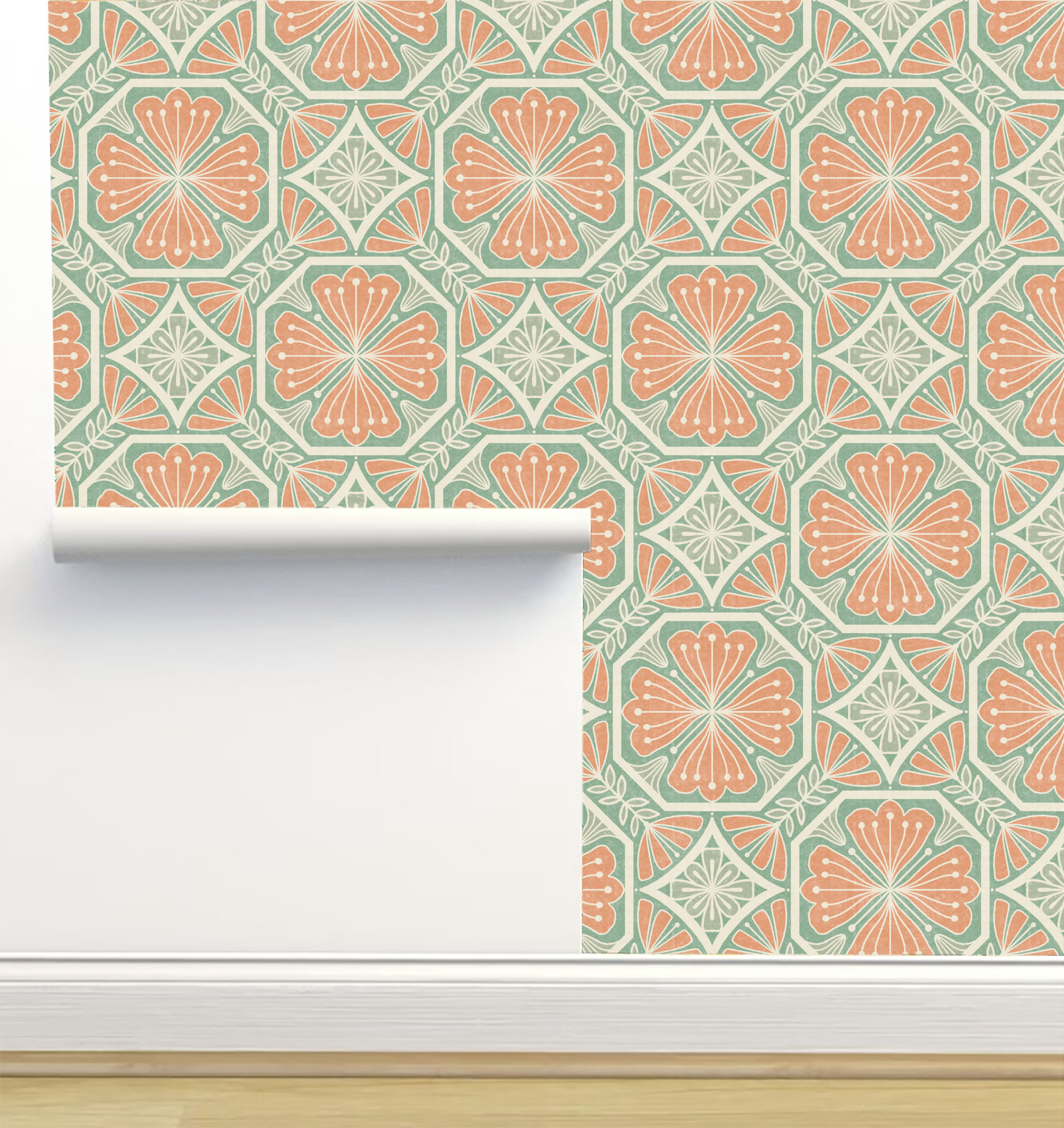 Daphne Green Wallpaper, Sample 12"x8" - Contemporary - Wallpaper - by ...