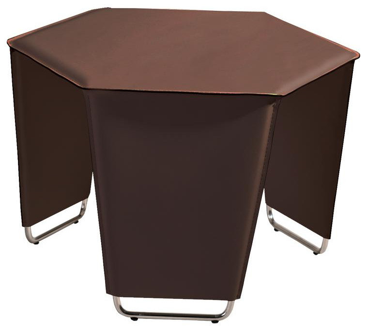 End table Leather upholstry with chrome legs Brown - Contemporary ...