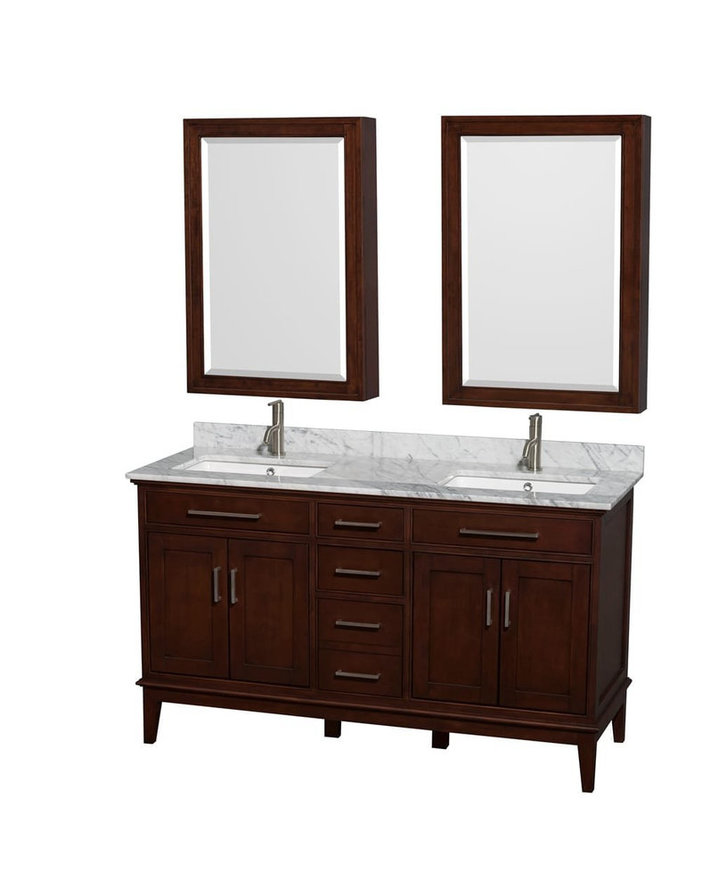 Wyndham Collection, Hatton 60" Double Bathroom Vanity, Dark Chestnut ...