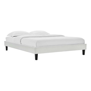 Modway Reign Queen Velvet Platform Bed Frame, Light Gray Finish MOD ...