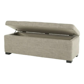 Modern Stone Storage Bench with Black Birch Legs and Soft Fabric ...