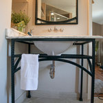 Modern Ceramic Console Sink With Counter Space and Matte Black Base ...