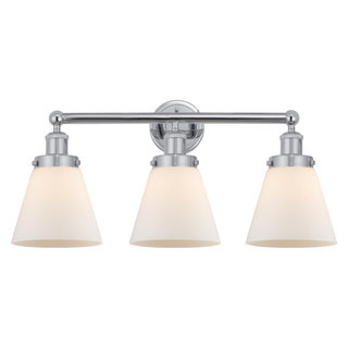 Cone 3 Light Bathroom Vanity Light, Polished Chrome - Industrial ...