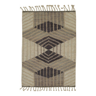 N.Beige Transitional Modern Modern Knot Area Rug, 5'6x7'6 ...