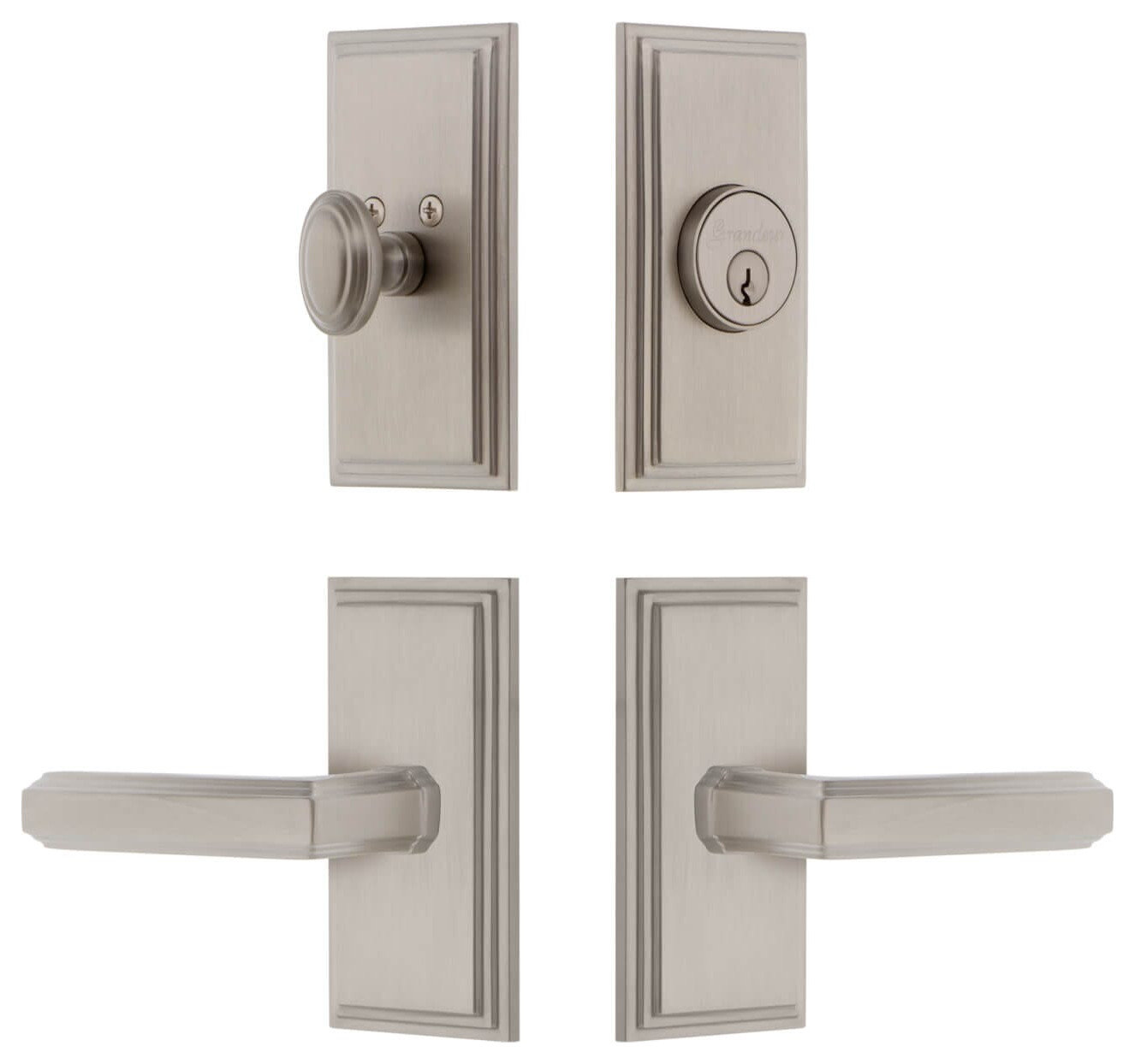 Grandeur Carre Short Plate Entry Set with Carre Lever - Transitional ...