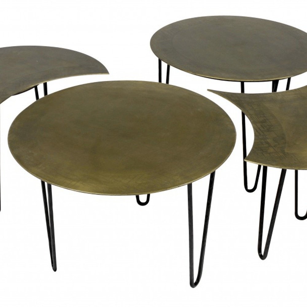 Set of Four Bohemian Gold Cocktail Table Set - Midcentury - Coffee ...