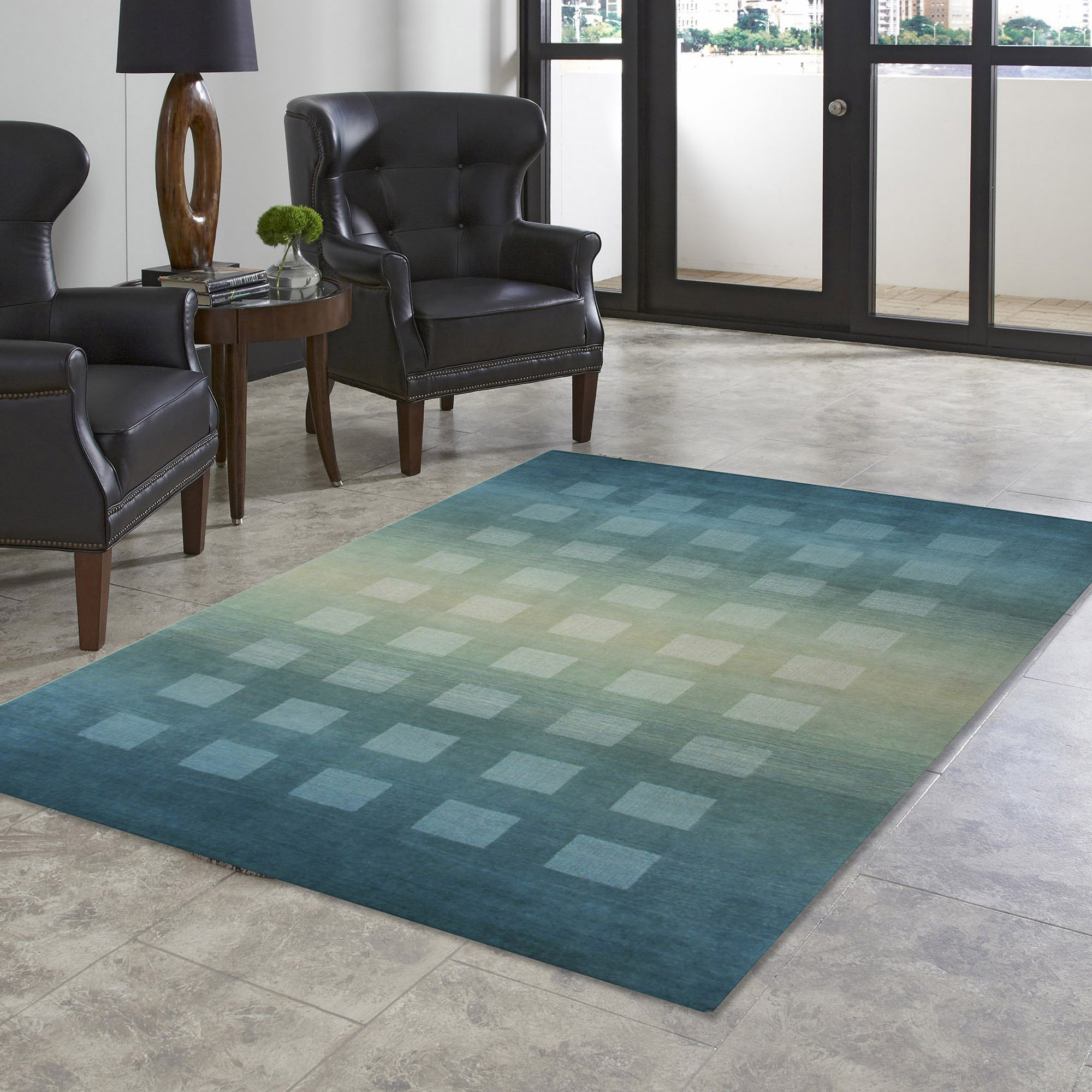 Liora Manne Vienna Ombre Boxes Indoor Rug, Blue, 108"x144 ...