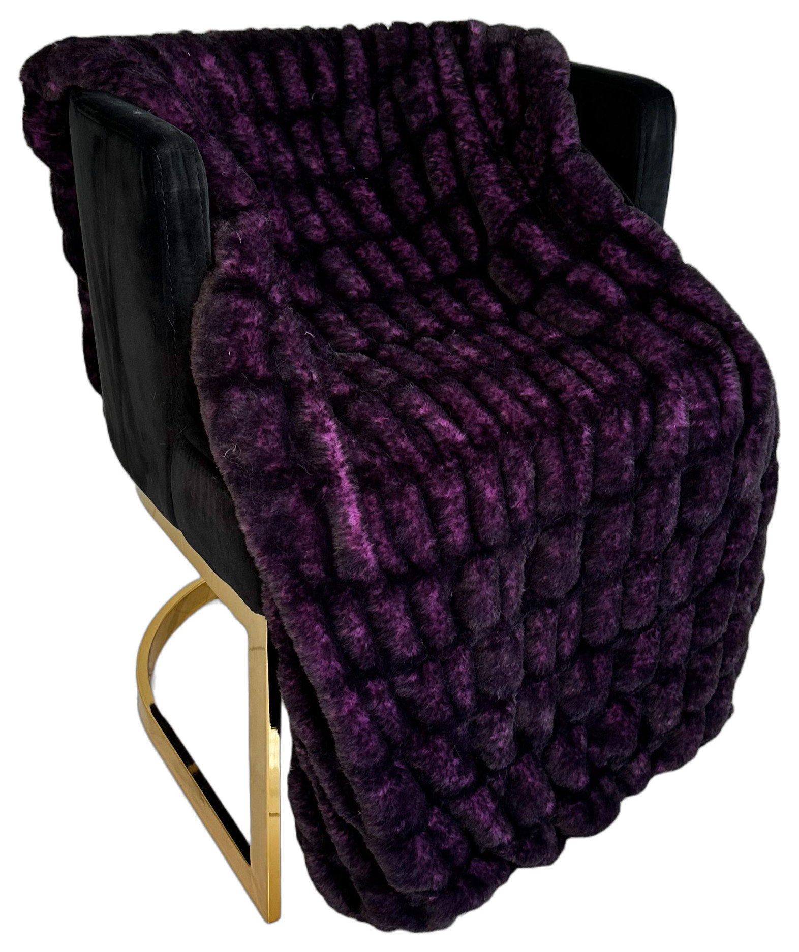 Plutus Purple Plush Pelt Faux Fur Luxury Throw Blanket, Throw 60"W x 72 ...