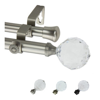 Twinkle 13/16" Diameter Double Curtain Rod, 48-84" - Transitional ...
