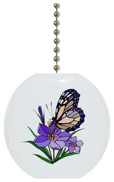 Butterfly Purple Flower Ceiling Fan Pull - Traditional - Ceiling Fan ...