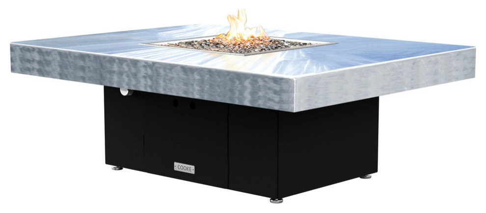 Rectangular Fire Pit Table, 48x36, Propane, Brushed Aluminum Top ...