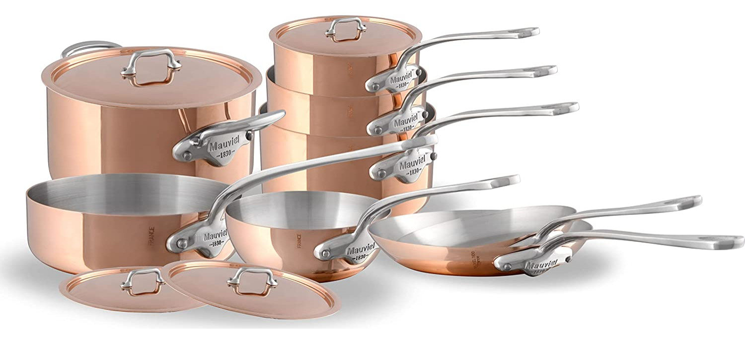 Mauviel M'150 S Copper 12-Piece Cookware Set, Cast Stainless Steel ...