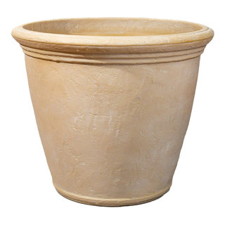 Serene Spaces Living Vintage White Stone Textured PE Planter Pot, Large ...