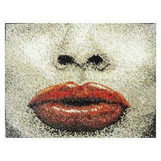 Seductive Lips Marble Mosaic Mural, 31" x 39" - Contemporary - Tile ...