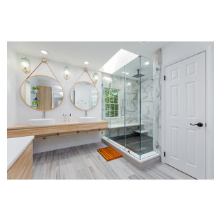 Organic Elegance: Rift Cut Oak Floating Vanity Bathroom Renovation ...