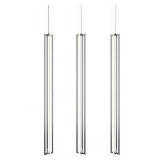 AFX Lighting Cass 3-Light Large Linear Pendant, Nickel/Frost ...