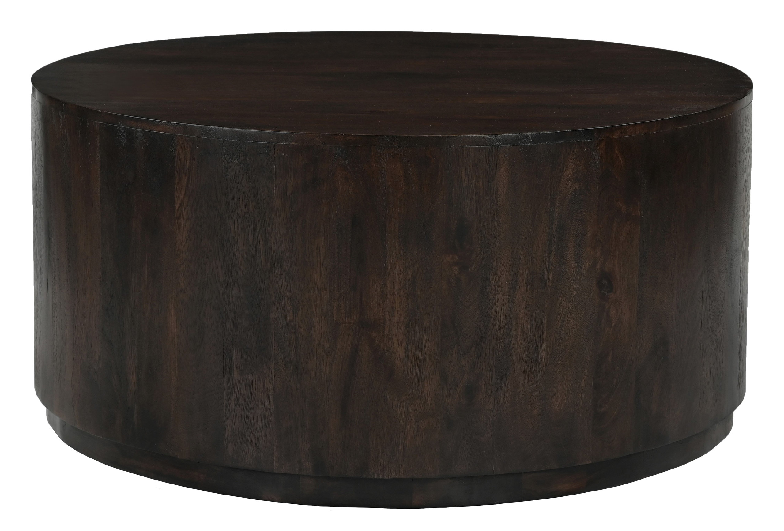 Flagstaff Round Cocktail Table in Modern Barista Brown Finish on Solid ...