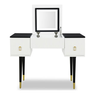 43.3" Modern Vanity Table Set, Flip-top Mirror and LED Light ...
