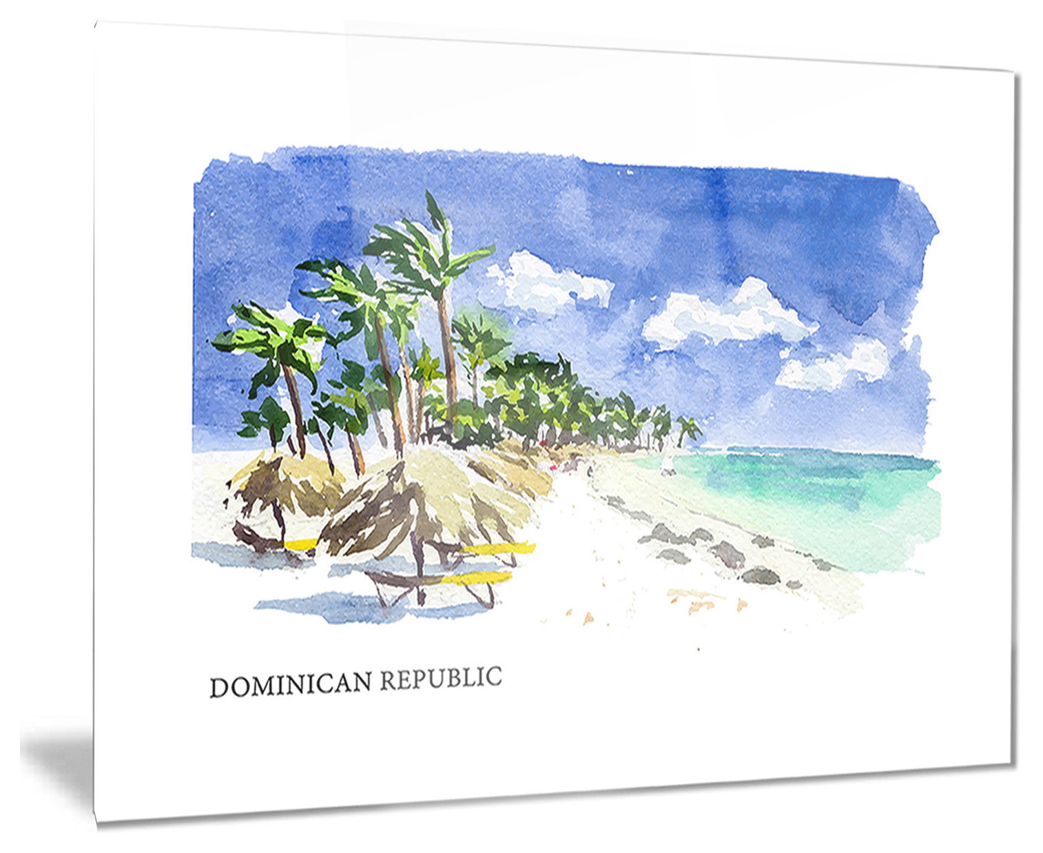 "Dominican Republic Vector Illustration" Cityscape Painting Metal Art ...