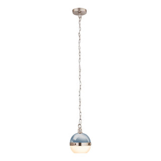 Harmelin 7" Wide 1-Light Mini Pendant, Pale Blue - Contemporary ...