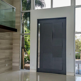 75 Beautiful Limestone Floor Entryway With A Gray Front Door Pictures ...