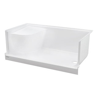 Aquatique 60x32 Single Threshold Shower Base, RH Drain, Left Hand Seat ...