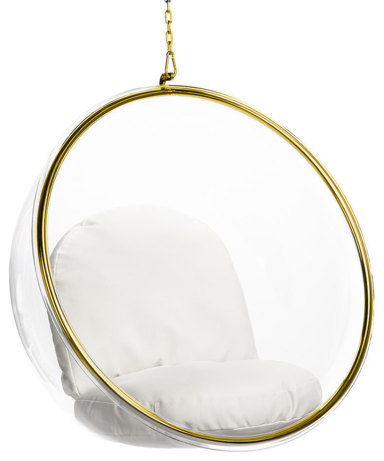Modern Gold Bubble chair White, 42"H x 41"W x 32"D - Contemporary ...