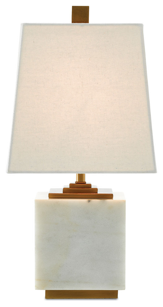 Annelore 1 Light Table Lamps, White/Antique Brass with White Linen ...