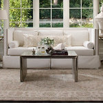 Julien Rectangular Cocktail Table, Black Base, White Marble Top ...