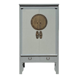 Chinese Oriental Gray Moon Face Tall Wedding Armoire Cabinet Hcs7352 ...
