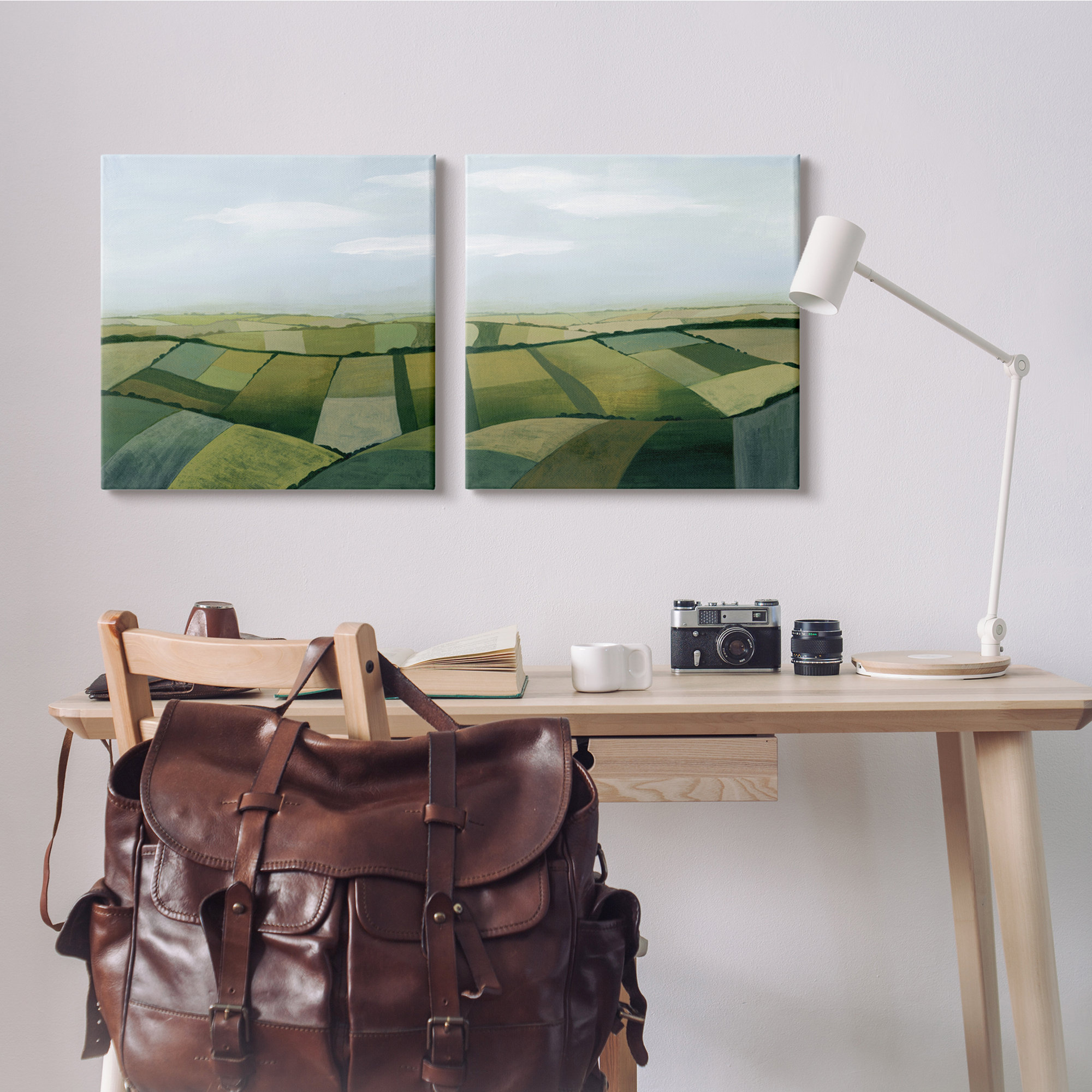 Rolling Hill Farm Crop Landscape Patchwork Grass Fields, 24 x 24 ...