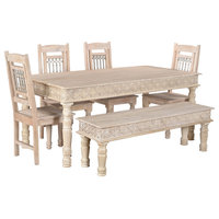Wiley Carved Dining Table, 72" W - Mediterranean - Dining Tables - by Taran Design | Houzz