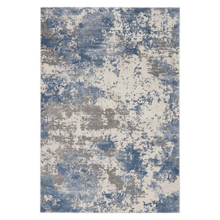 Nourison Rustic Textures 5'3" x 7'3" Grey/Blue Painterly Indoor Rug ...