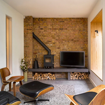 75 Living Room with a Wood Stove and a TV Stand Ideas You'll Love ...
