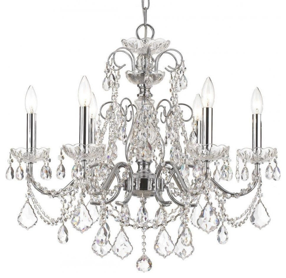 Crystorama Imperial 6-Light Swarovski Strass Crystal Chrome Chandelier ...