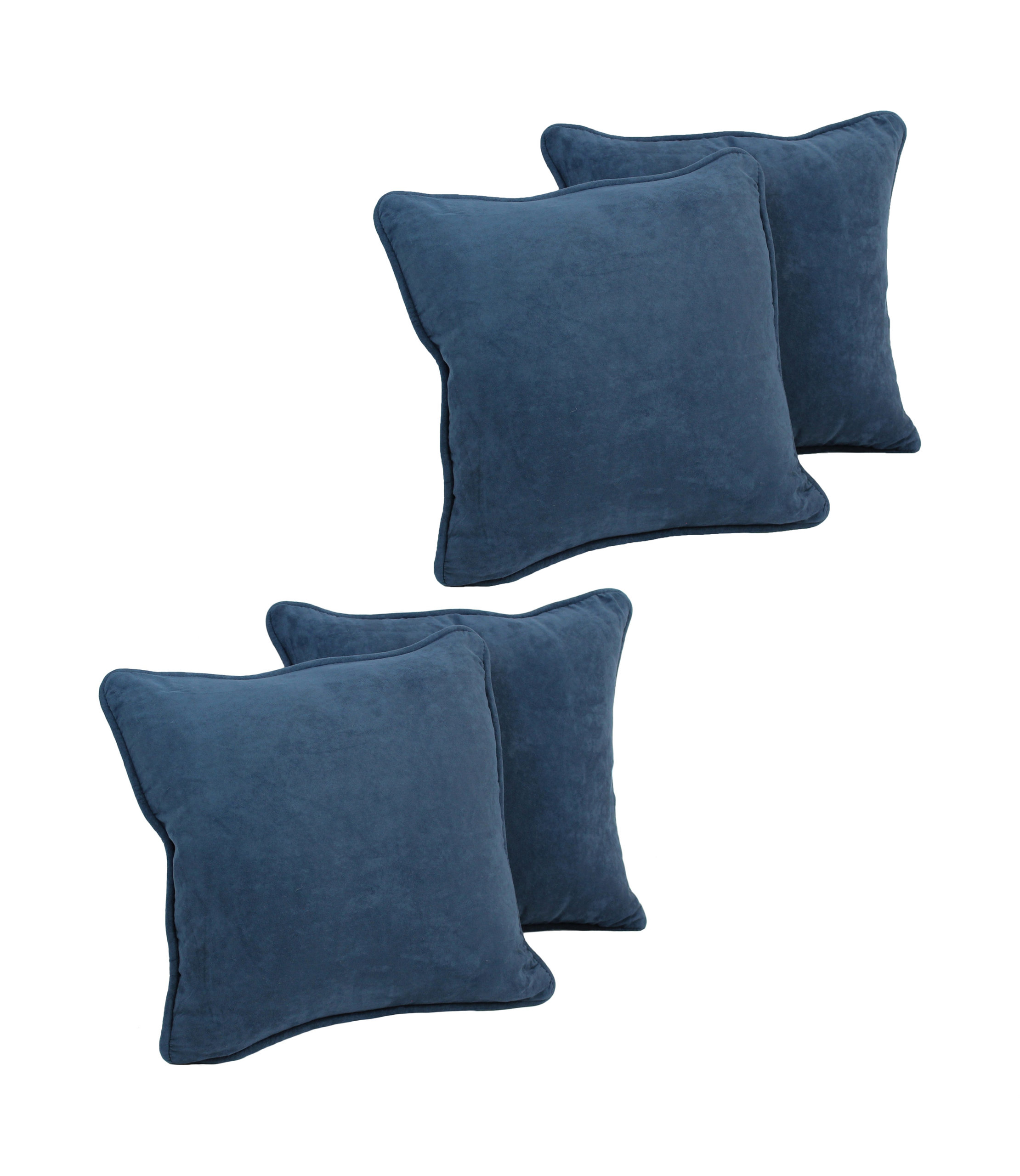 18" Double-Corded Solid Microsuede Square Throw Pillows, Set of 4 ...