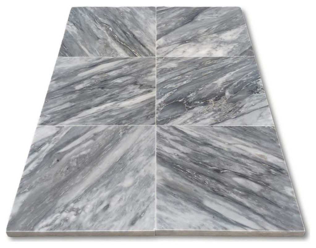 Bardiglio Gray Marble 6x6 Wall Floor Kitchen Bathroom Tile Polished ...